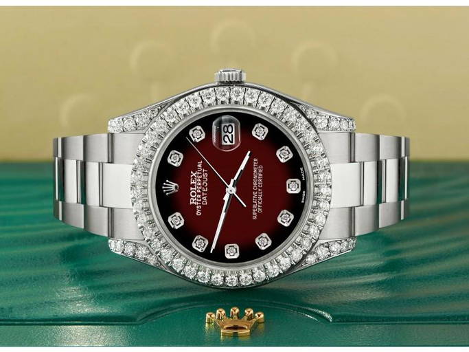 Rolex Datejust 41 126300 4.4ct Diamond Bezel/lugs/maroon Vignette Dial
