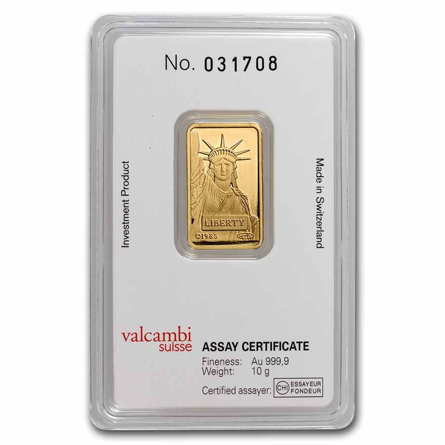 10 Gram Gold Bar Credit Suisse Statue Of Liberty (new Assay)