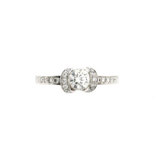 Tiffany & Co. Ribbon Engagement Ring Platinum With Rbc Diamond 0.49ct