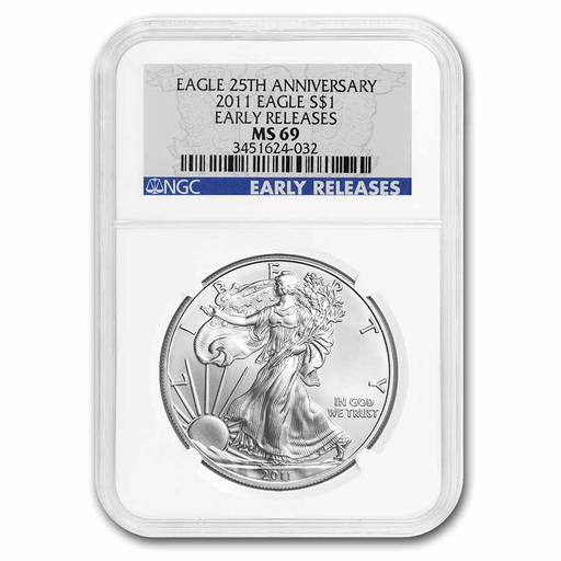 2011 American Silver Eagle Ms 69 Ngc (25th Anniv, Early Releases)