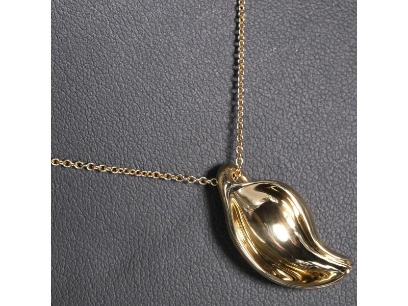 Tiffany & Co 18k Yellow Gold Elsa Peretti Leaf Necklace Lxnk 685