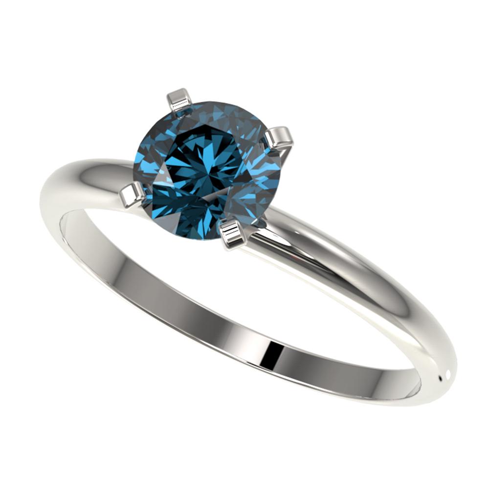 1 Ctw Certified Intense Blue Diamond Engagment Ring 10k White Gold Auction