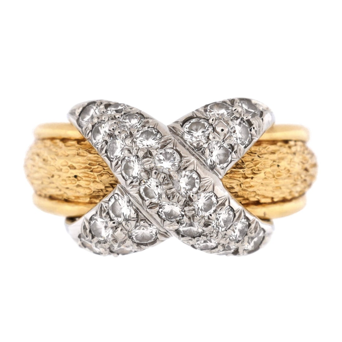 Tiffany & Co. Schlumberger X Ring 18k Yellow Gold And Platinum With ...