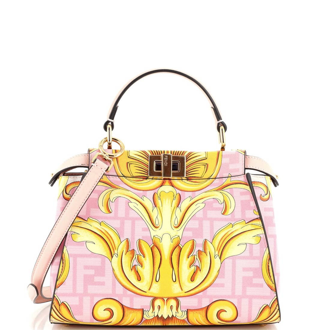 Fendi X Versace Fendace Peekaboo Bag Printed Zucca Leather Mini Auction