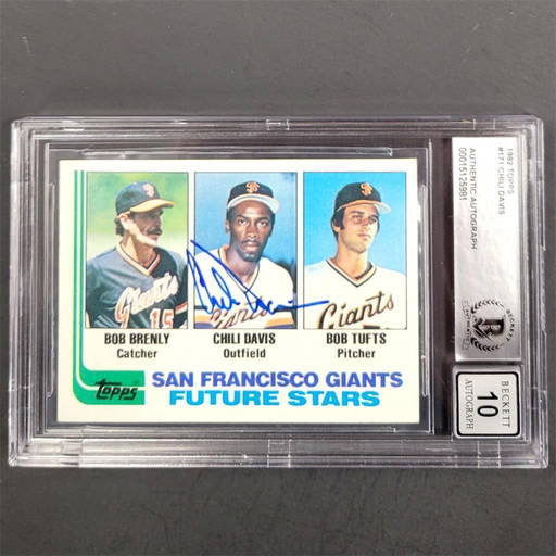 Chili Davis Signed 1982 Topps #171 Rc Rookie Card Giants Bas Bgs 10 Auto