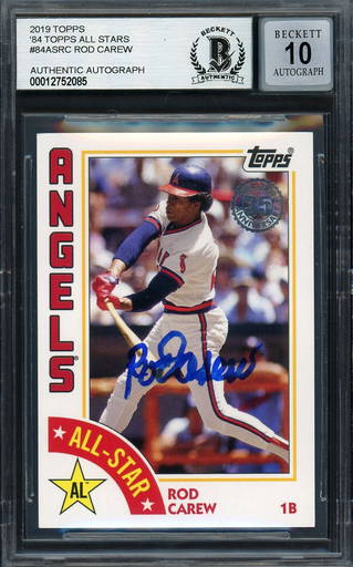 Rod Carew Autographed 2019 Topps 1984 Card Angels Gem 10 Auto Beckett ...