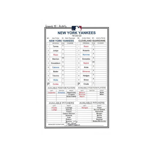 Aaron Boone New York Yankees Autographed October 18, 2022 Pregame ...