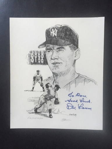 Don Larsen 1956 Perfect Game Litho Photo Signed Ron Good Luck /250 Cbm Coa