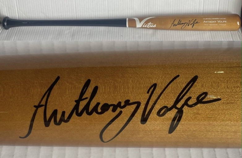 Anthony Volpe Yankees Signed Game Model Victus Bat Rookie Autograph Mlb Fanatics