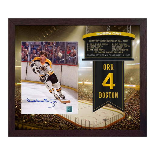 Bobby Orr Signed Boston Bruins Retired Number Graphic 23x27 Frame