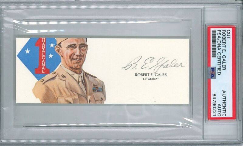 Robert Galer Signed Cut Signature Psa Dna 84790221 (d) Wwii Ace Vmf 224
