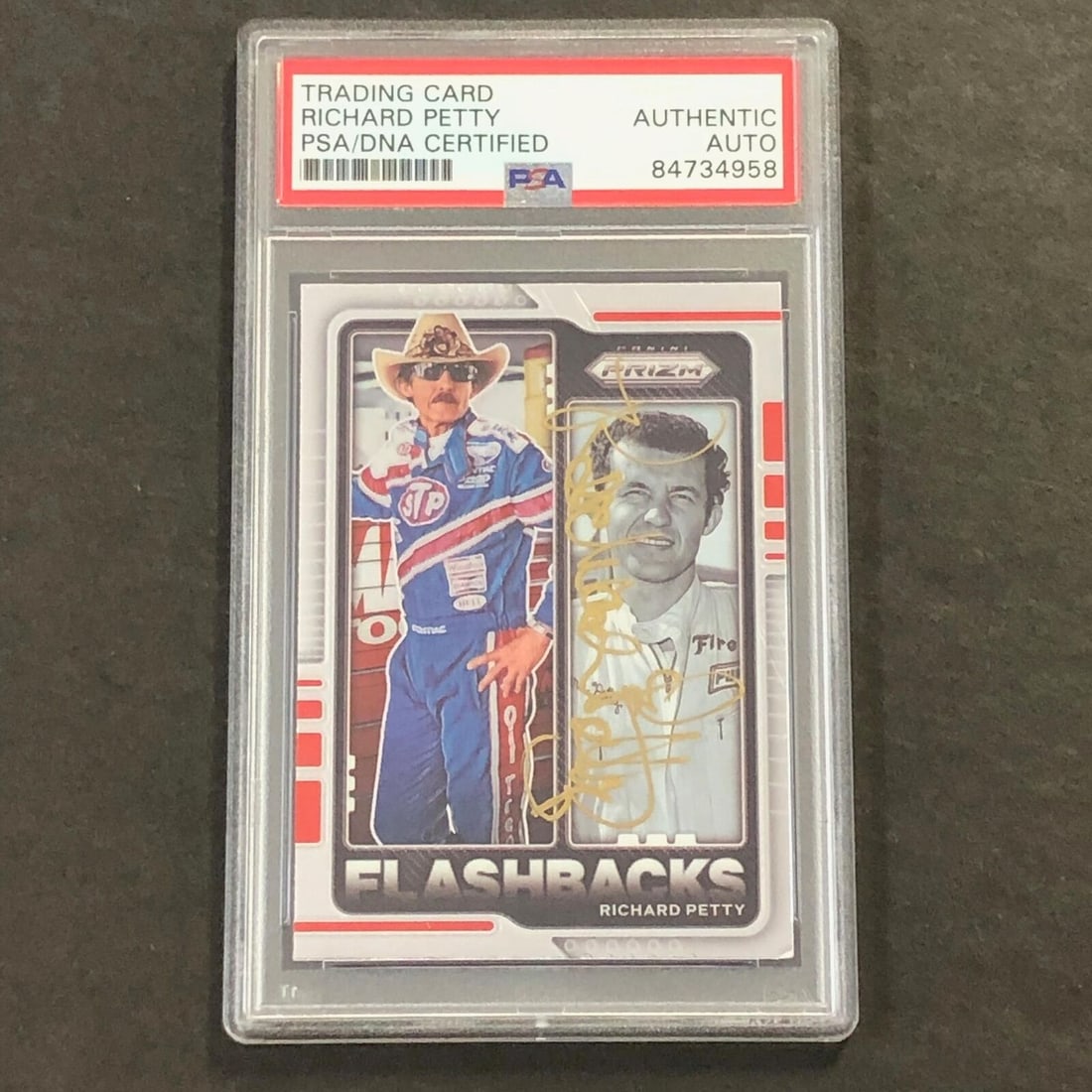 2021 Panini Prizm Racing Flashbacks #77 Richard Petty Signed Card Auto ...