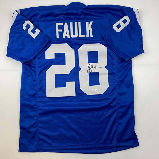 Autographed/signed Marshall Faulk Indianapolis Blue Football Jersey Jsa Coa