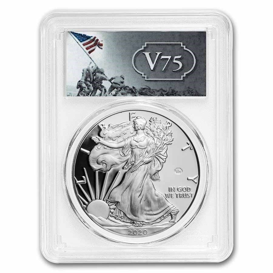 2020-w Proof Silver Eagle Pr-69 Pcgs (fs, V75 Privy, Ww2 Label) Auction