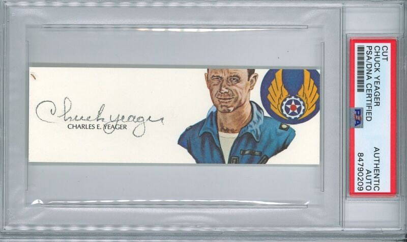 Chuck Yeager Signed Cut Signature Psa Dna 84790209 (d) Wwii Ace Test ...
