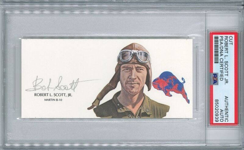 Robert Scott Jr Signed Cut Signature Psa Dna 85020939 (d) Wwii Ace 13v