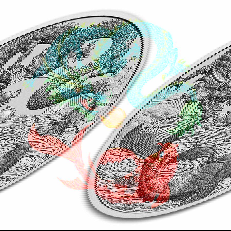 2023 Aus 1 Oz Silver Dragon & Koi Vivid Colorized Bu (in Capsule) Auction