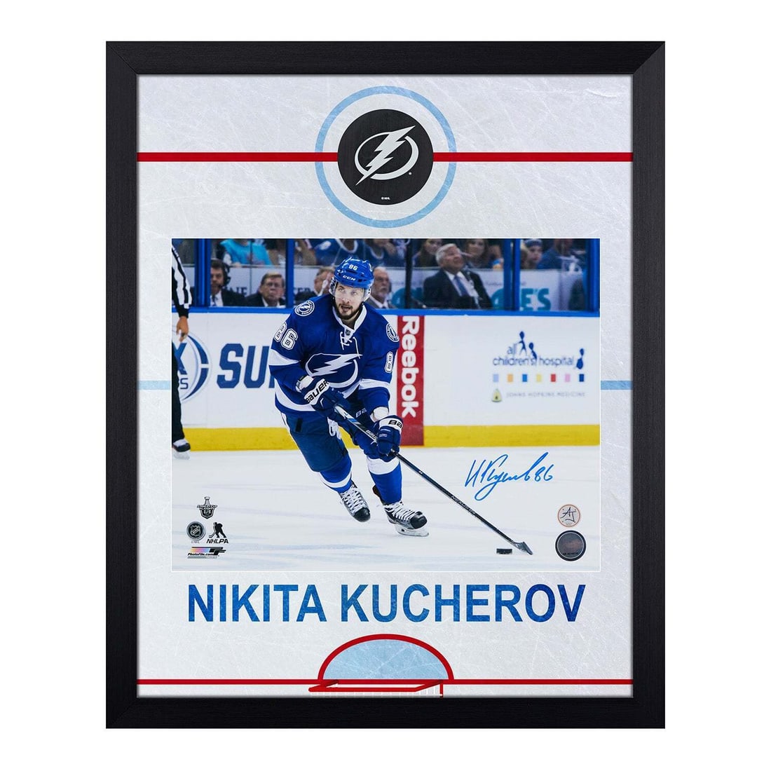 Nikita Kucherov Signed Tampa Bay Lightning Graphic Rink 19x23 Frame Auction