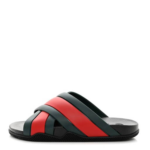 Gucci Rubber Web Criss Cross Slide Sandals 36 Green Red