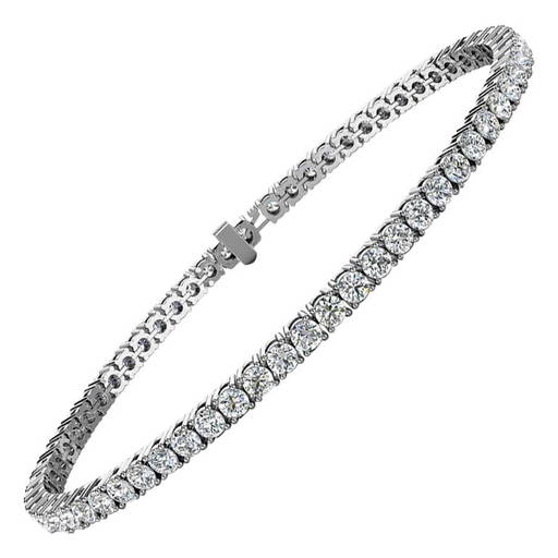 14 Karat White Gold Four Prongs Diamond Tennis Bracelet 4 Carat