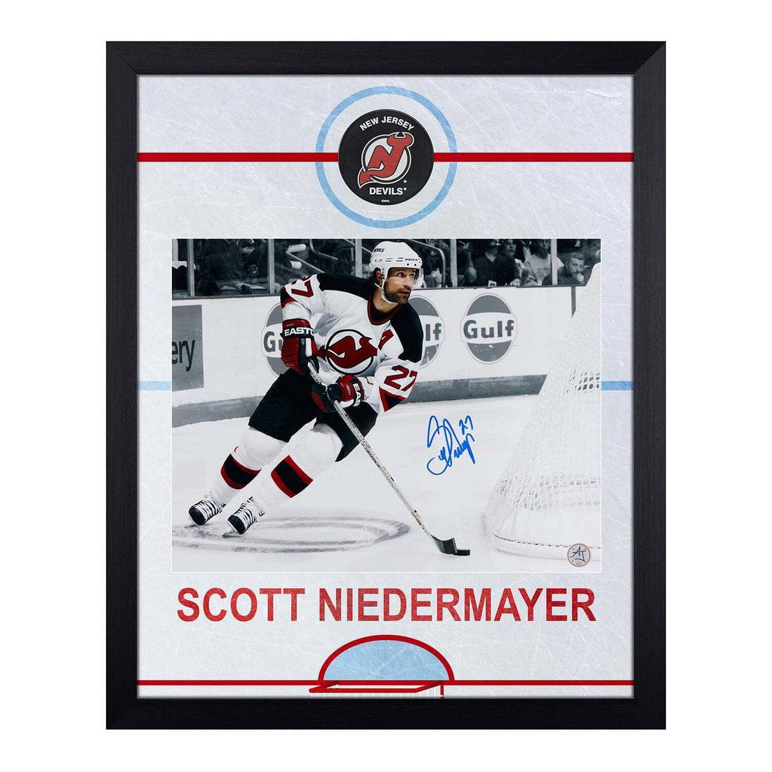Scott Niedermayer Signed New Jersey Devils Graphic Rink 19x23 Frame Auction