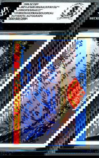 Chuck Connors Ashburn Pafko Herman Boudreau Beckett Signed By 8 1989 Score