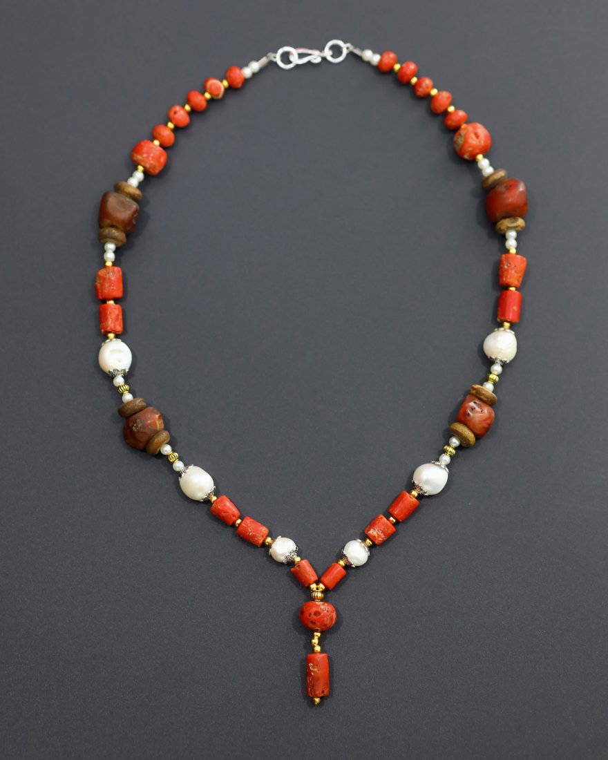 Antique Tibetan Pema Raka Nan Hong Red Carnelian Antique Coral Pearl ...