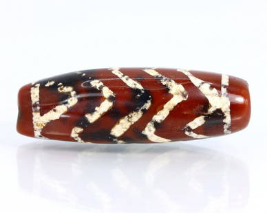 An Antique Himalayan Tibetan Zig Zag Pattern Phumtek Dzi Bead Himalayan ...