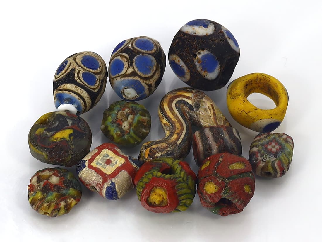 Collection Of 13 Pieces Assorted Old Antique Beads Auction
