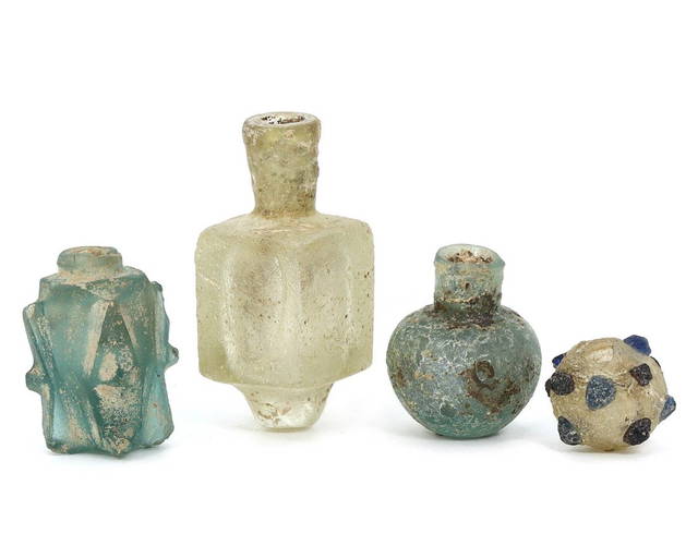 Set Of 4 Ancient Molar Flask Bottles From Egypt And Iran