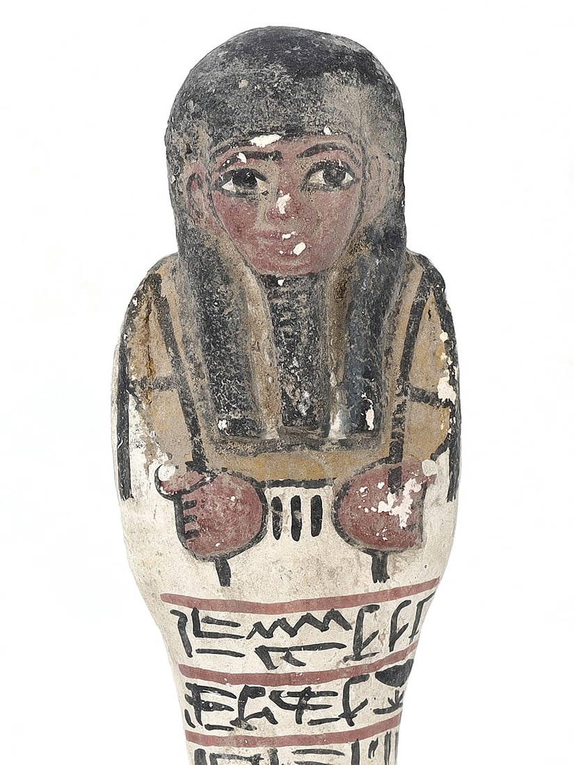 Ancient Egyptian Limestone Shabti Statuette (1550-1070 Bc) Auction