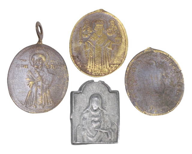 Group Of Four Antique Christian Medallions, Early 20th Century