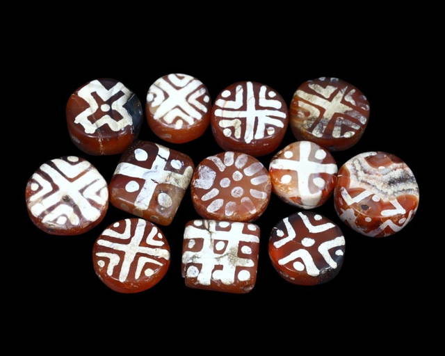 12 Ancient Indo Himalayan Harappan Period Carnelian Geometric Patterns ...
