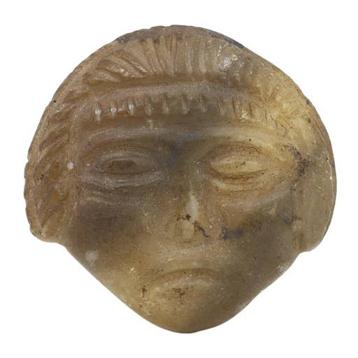Ancient Egyptian Byzantine Coptic Era Agate Carved Humanoid Face