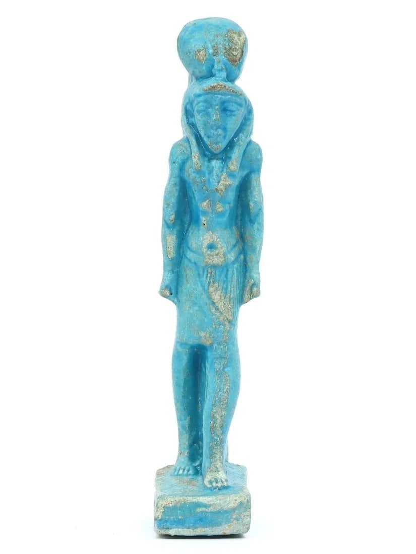 Egyptian Grand Tour Blue Faience Standing Isis Figure, Post-medieval ...