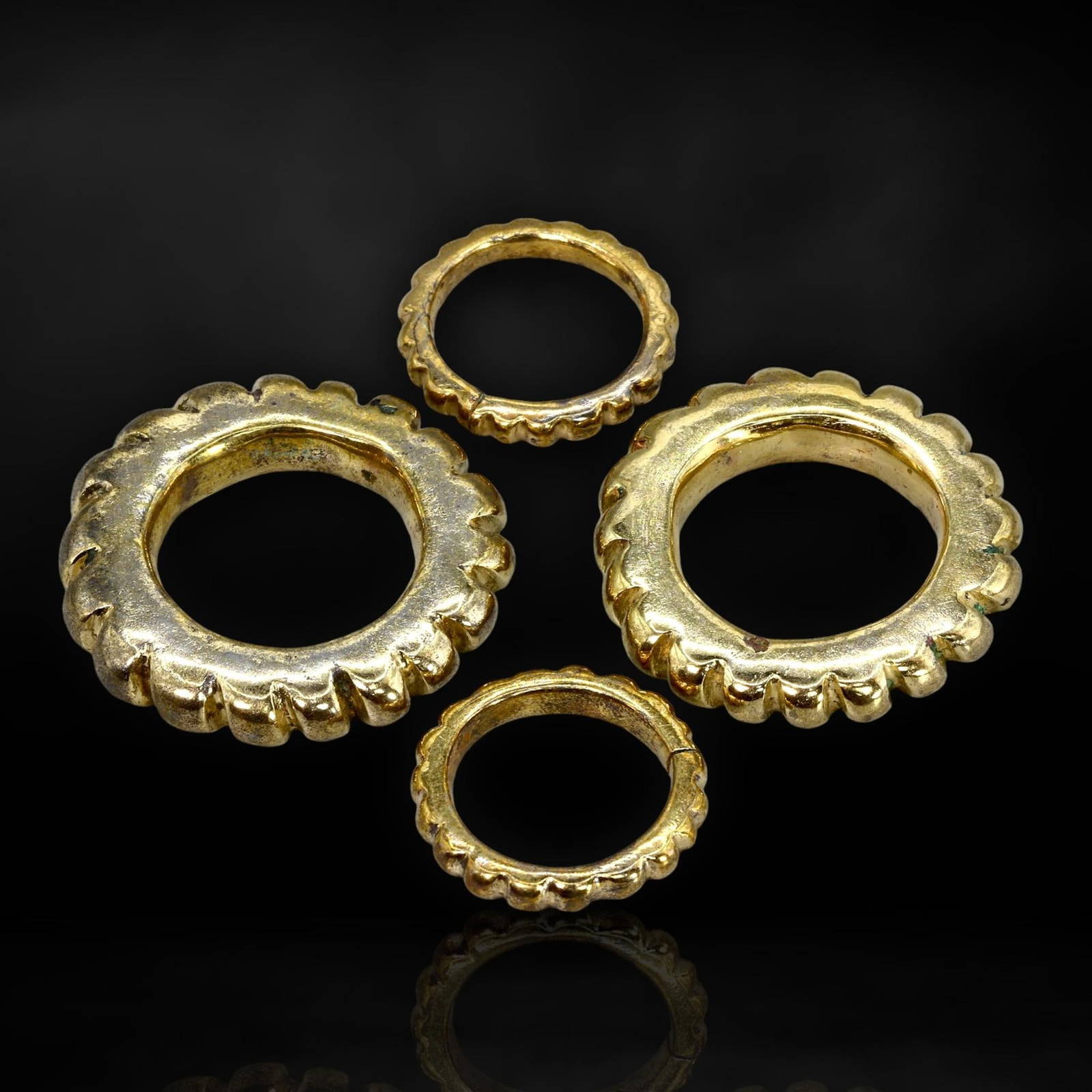 Set Of 4 West African Akan Gold-gilded Bronze Marriage Rings (c. 18th ...