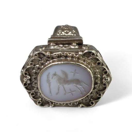 Byzantine Style: Silver "pegasus Intaglio" Ring With Carnelian, 20th ...