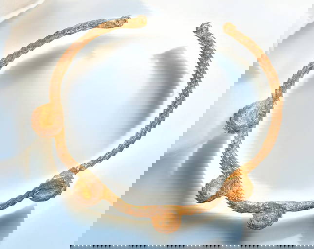 Ancient Europe: Bronze Knobbed Torc Bracelet Celtic, C. 5th 2nd Century Bce