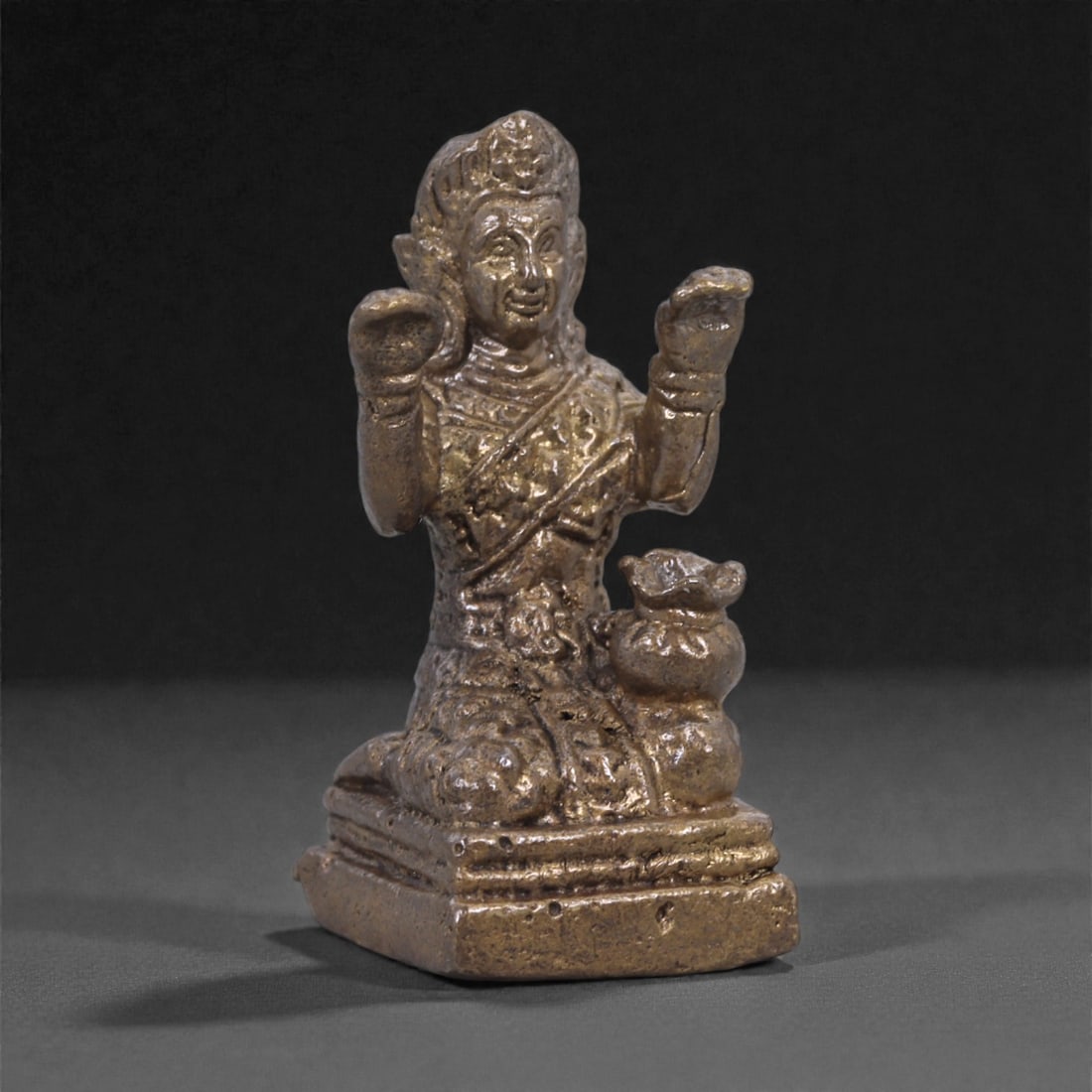 Thai Bronze Kneeling Devotee - Folk Ritual Figurine, 82q Auction