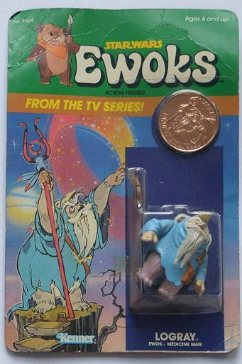Star Wars Ewoks Logray Action Figure W/ Coin On Card #6