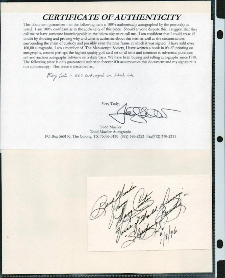 MARY COSTA SIGNED AUTOGRAPH ON A 5 X 3 CARD W/COA - Jun 27, 2021 | SMG ...