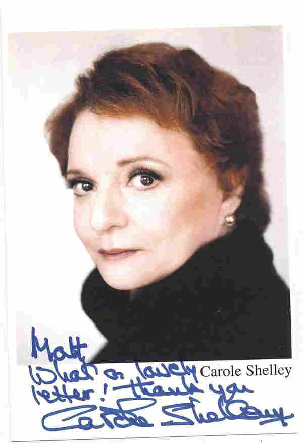 Carole Shelley- 4 X 6 Signed Photograph (Broadway Actress) W/COA ...