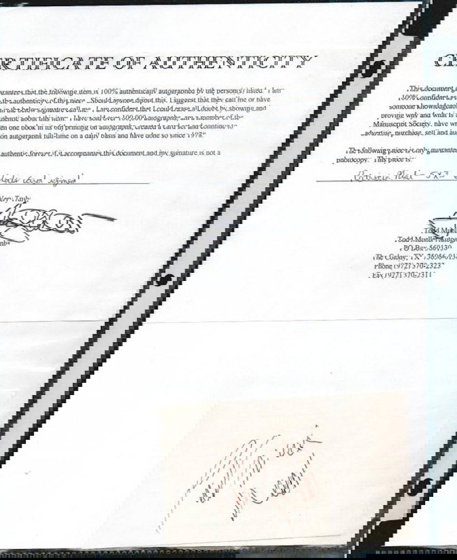 Patricia Neal Signed Autograph On A 5 X 3 Card W/coa Auction