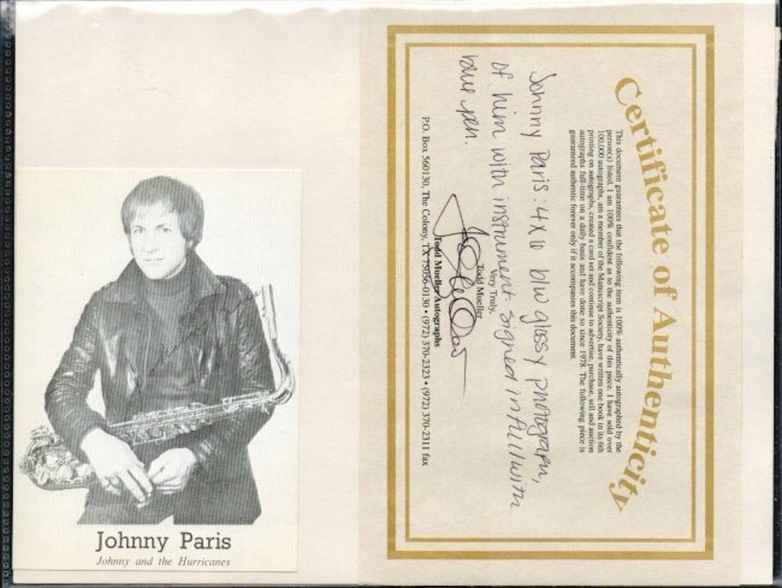 Johnny Paris Signed 4 X 6 Photograph W/coa Auction
