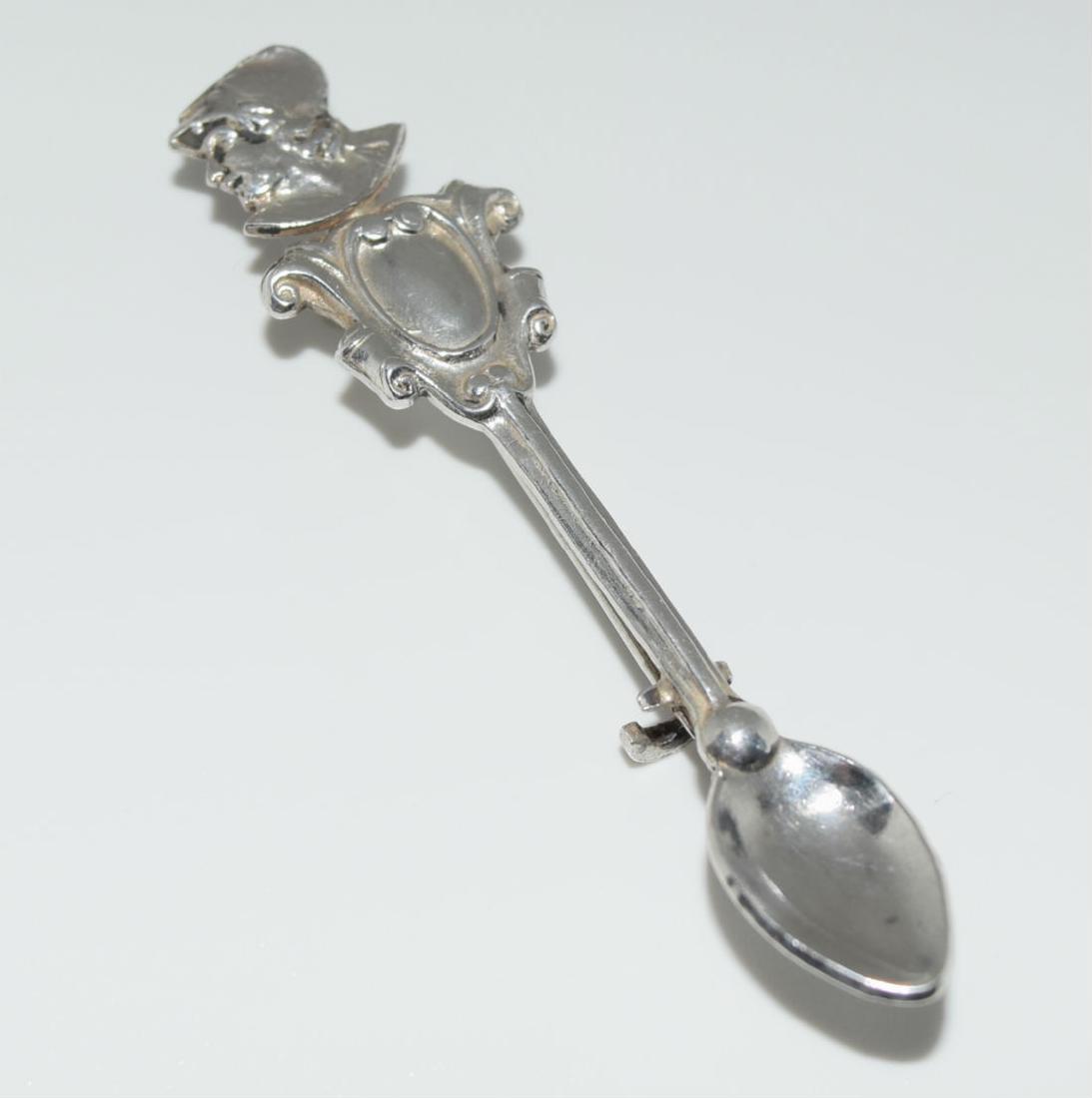 Antique Sterling Silver Knight Spoon Brooch