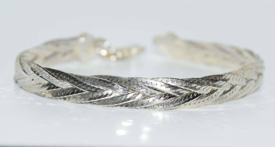 Italian Sterling Silver Braided Herringbone Bracelet