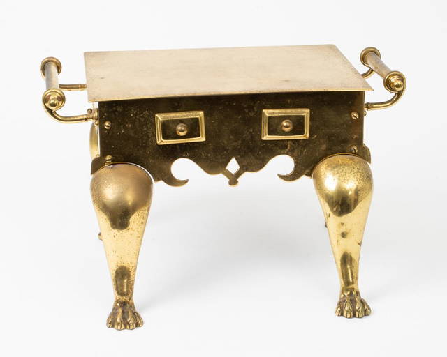 Antique Brass Plated Footman Stool Or Coach Step