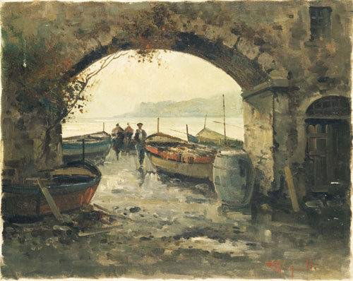 28C: Ercole Magrotti (1890 - 1967) Veduta lacustre con