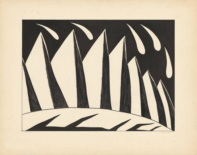 Edward Hagedorn, Meteors, Ink Drawing