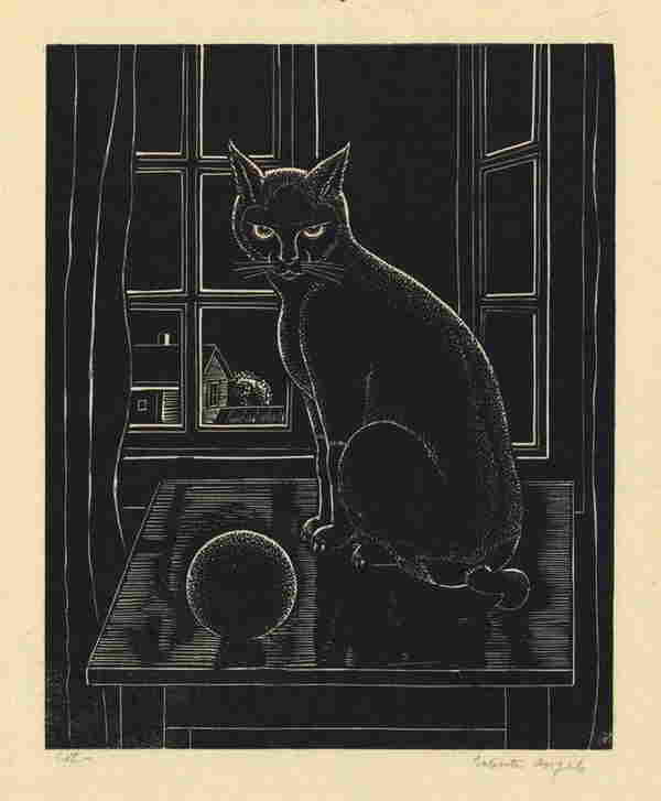 Valenti Angelo, Cat, Linocut (#0321) on Aug 08, 2020 | The Old Print ...